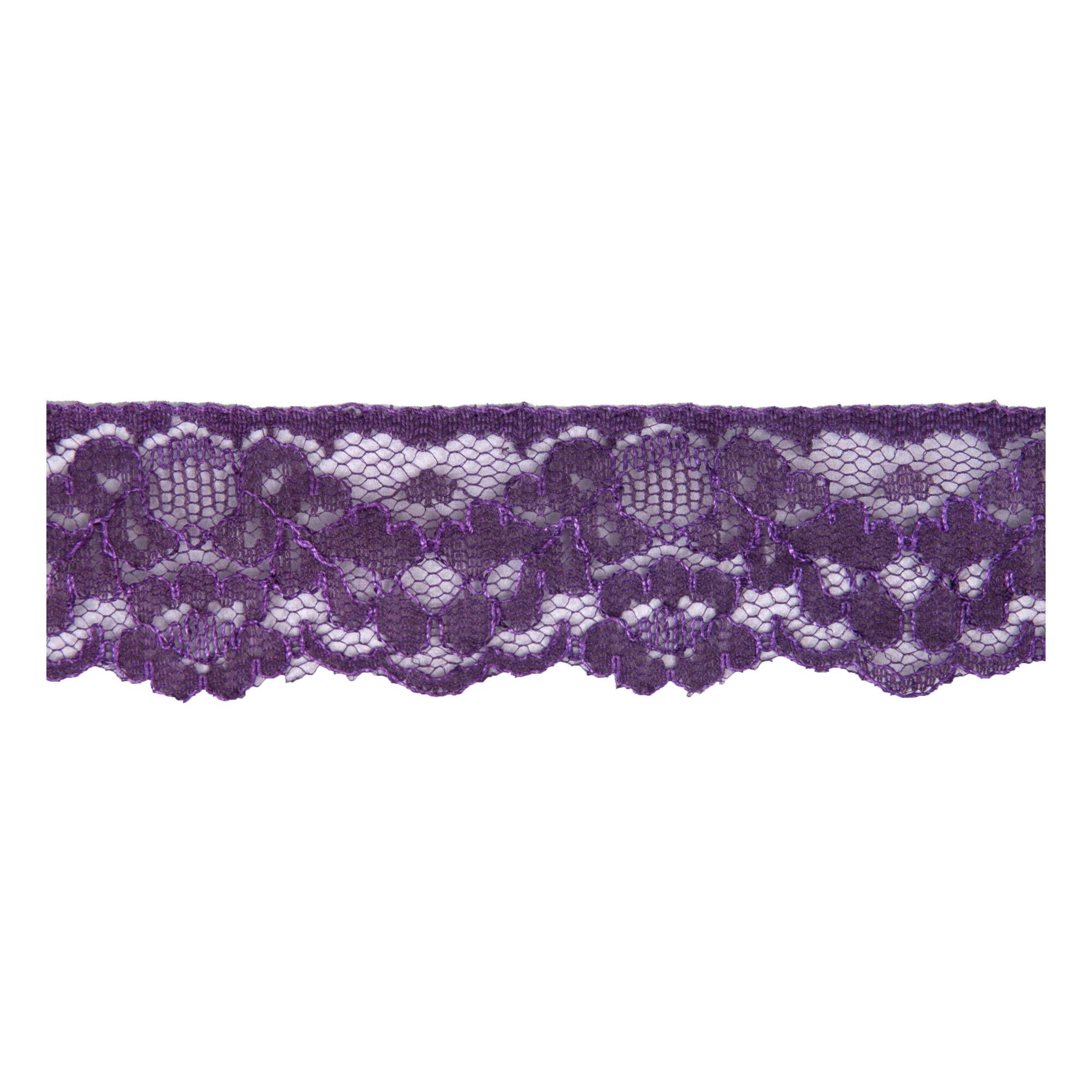 Purple 35mm Floral Nylon Lace Trim by the Metre | Hobbycraft