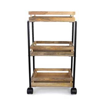 Mango Wood Three Tier Trolley | Hobbycraft