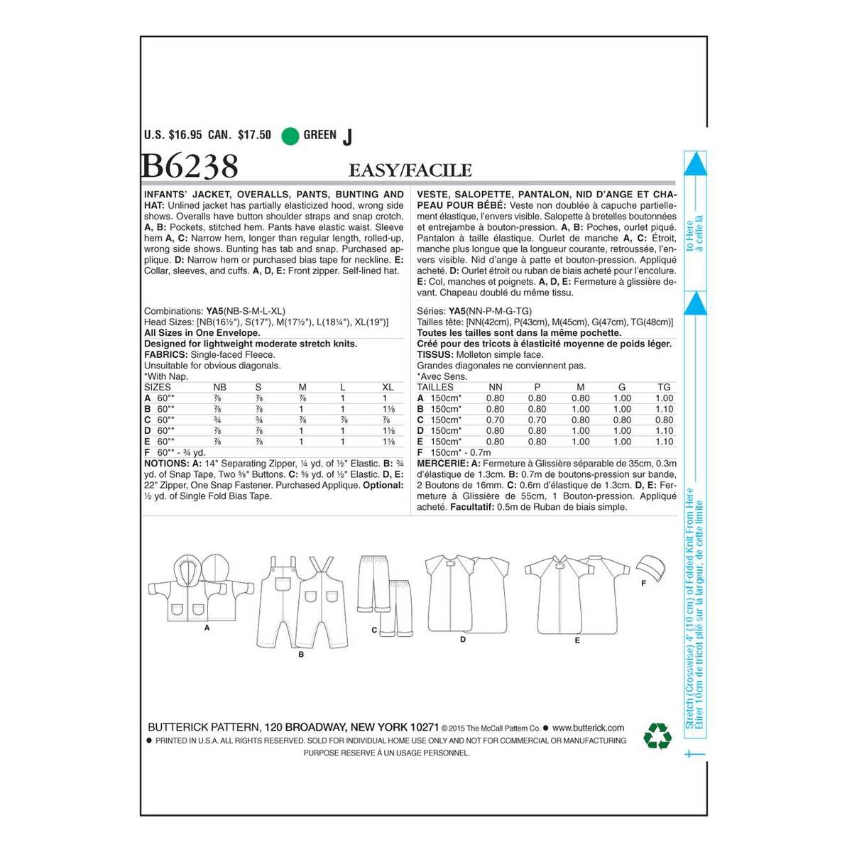 Butterick Baby Set Sewing Pattern B6238 | Hobbycraft