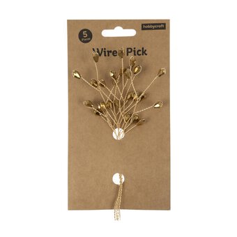 Gold Beaded Branch Wired Picks 5 Pieces | Hobbycraft
