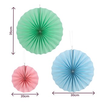 Pastel Party Fan Decorations 3 Pack | Hobbycraft