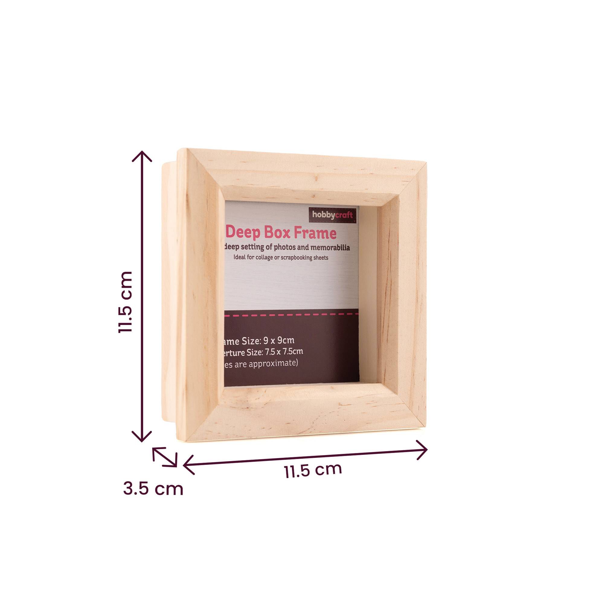Natural Pine Deep Box Frame 7.5cm x 7.5cm | Hobbycraft