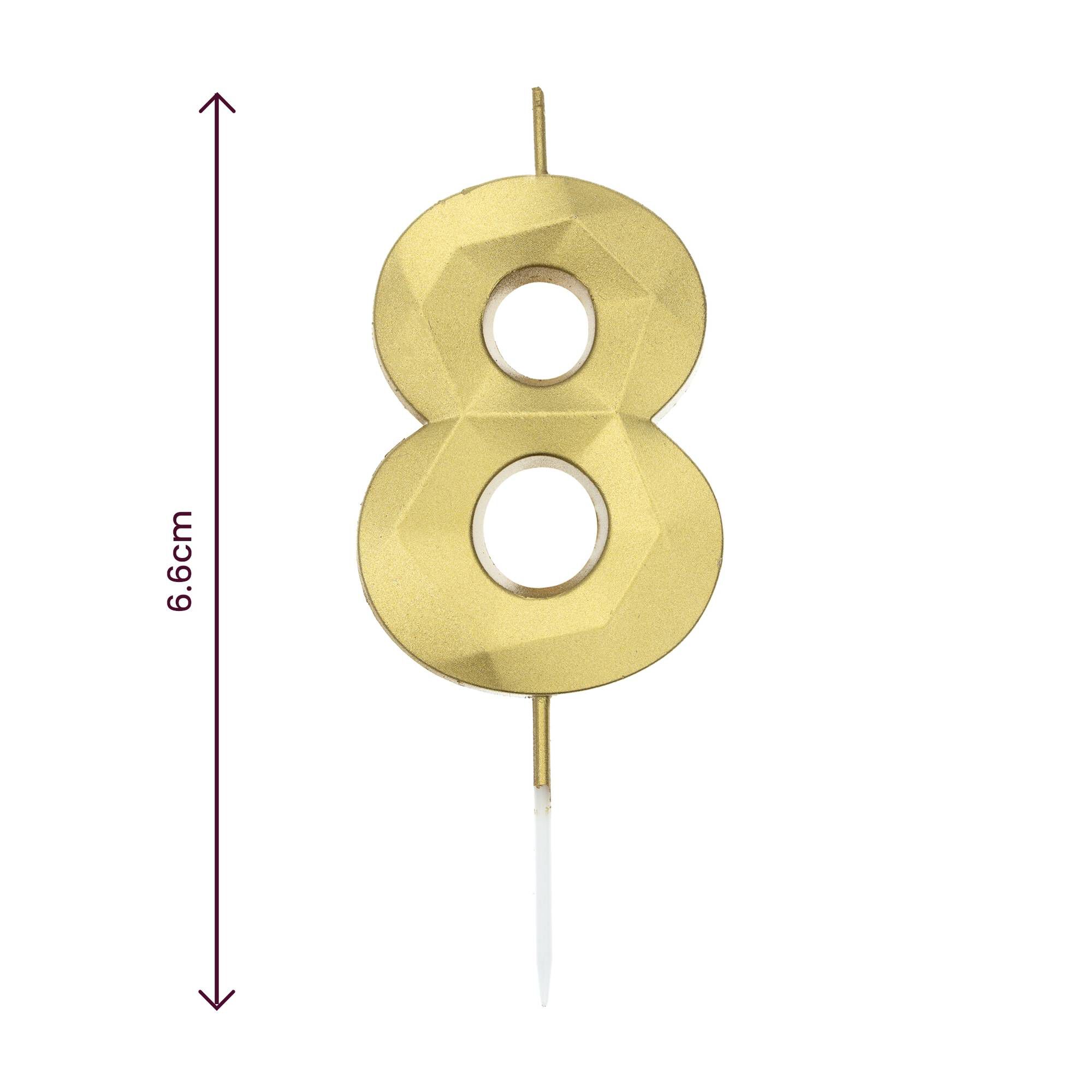 Whisk Gold Faceted Number 8 Candle | Hobbycraft