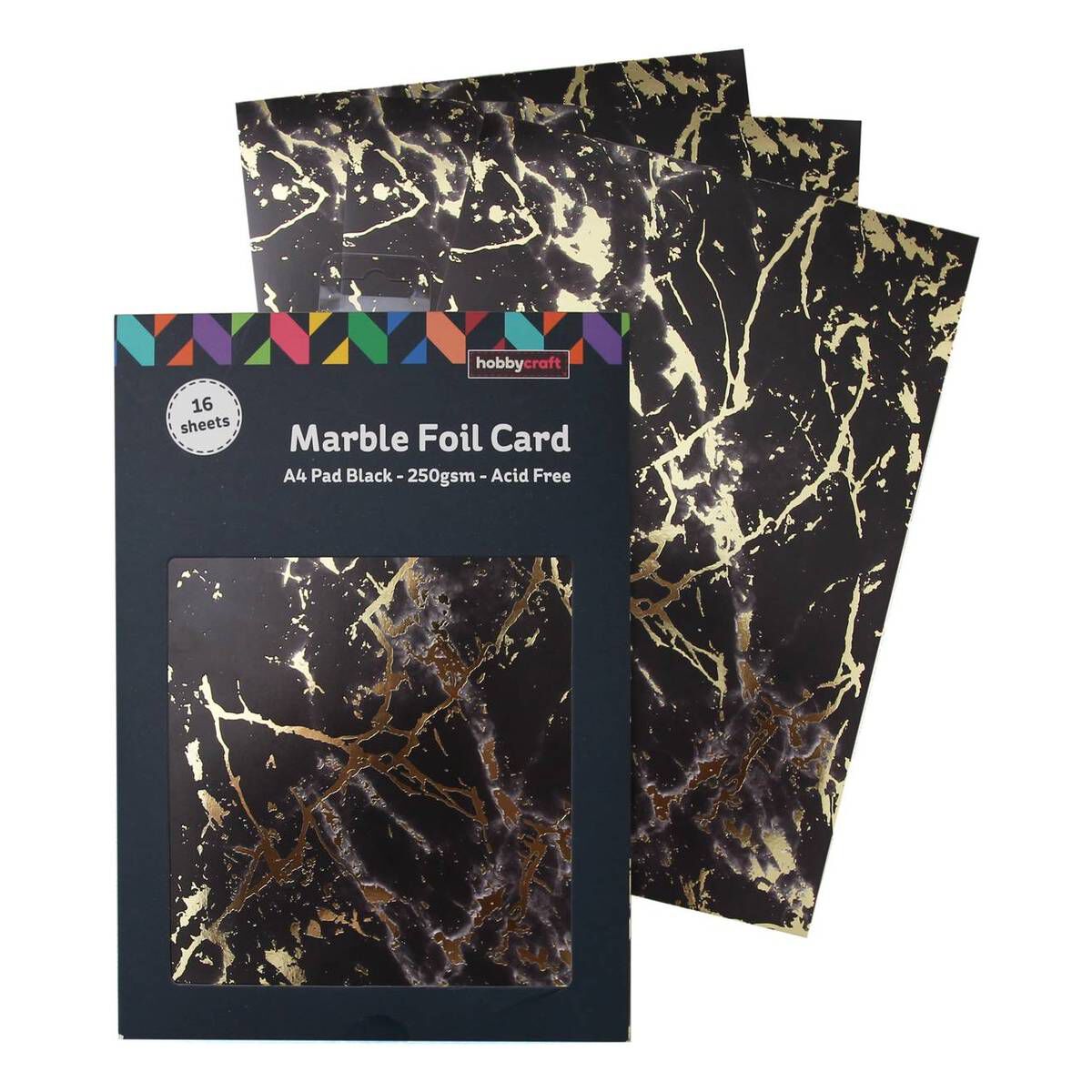 Black Marble Foil Card A4 16 Sheets | Hobbycraft
