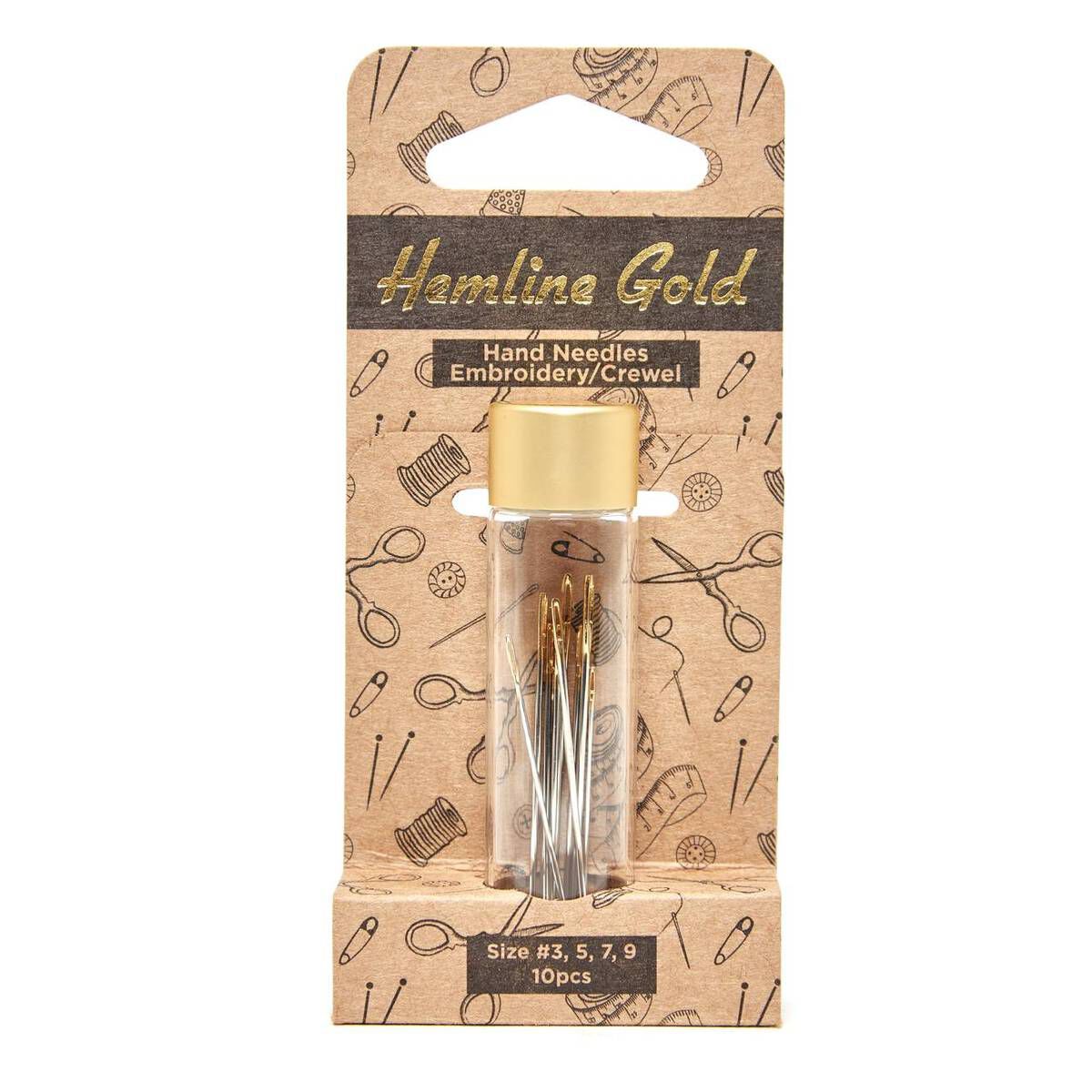 Hemline Gold Embroidery Needles 10 Pack | Hobbycraft