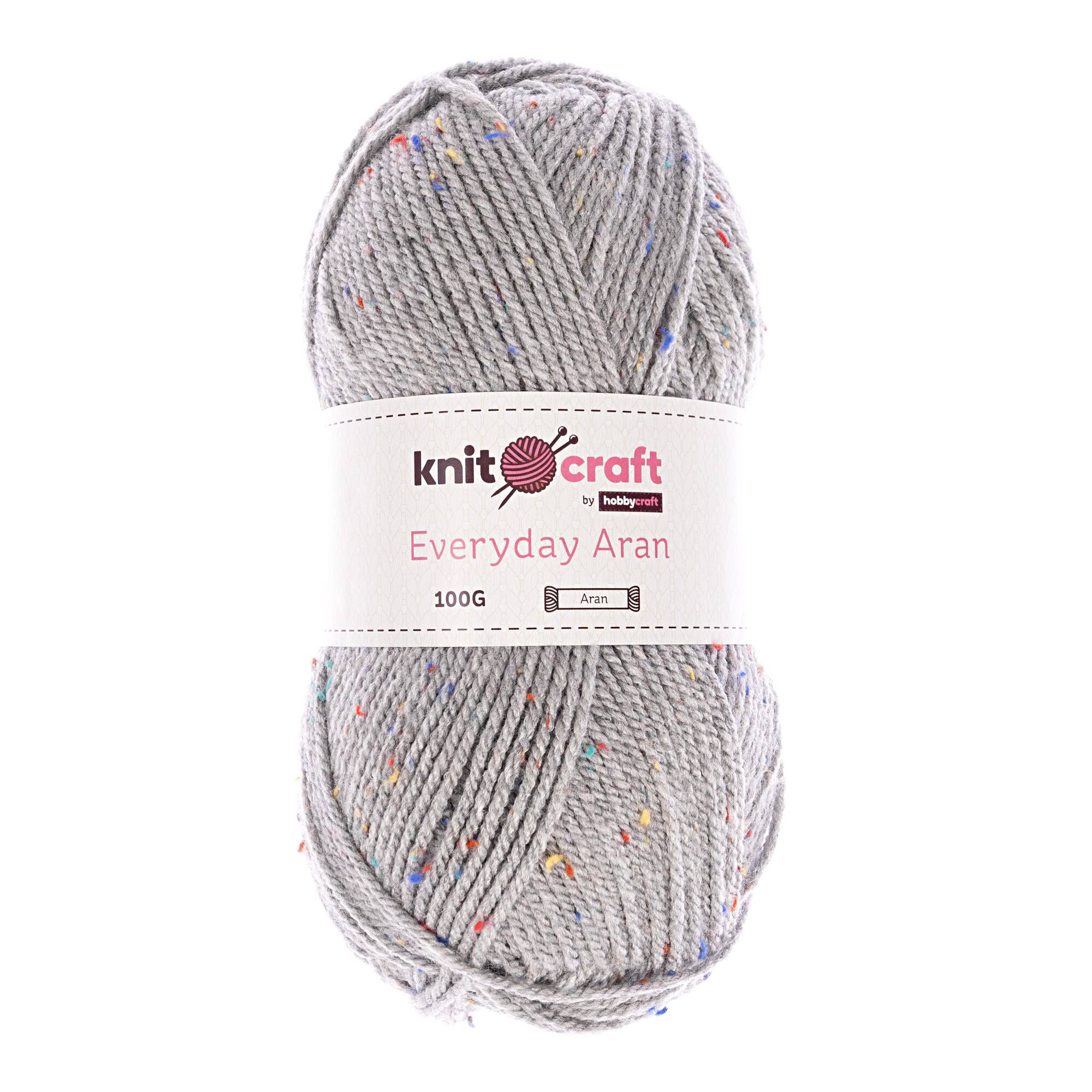 Knitcraft Light Grey Tweed Everyday Aran Yarn 100g | Hobbycraft