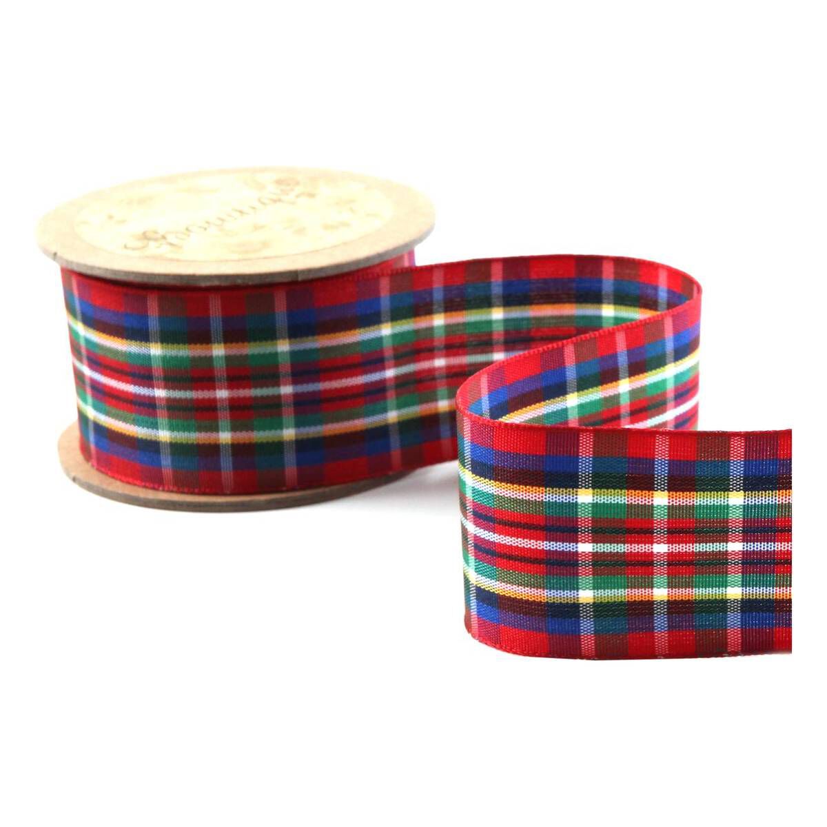 Red Tartan Ribbon 36mm x 5m | Hobbycraft