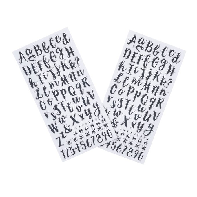 Black Handwriting Alphabet Chipboard Stickers 172 Pieces | Hobbycraft