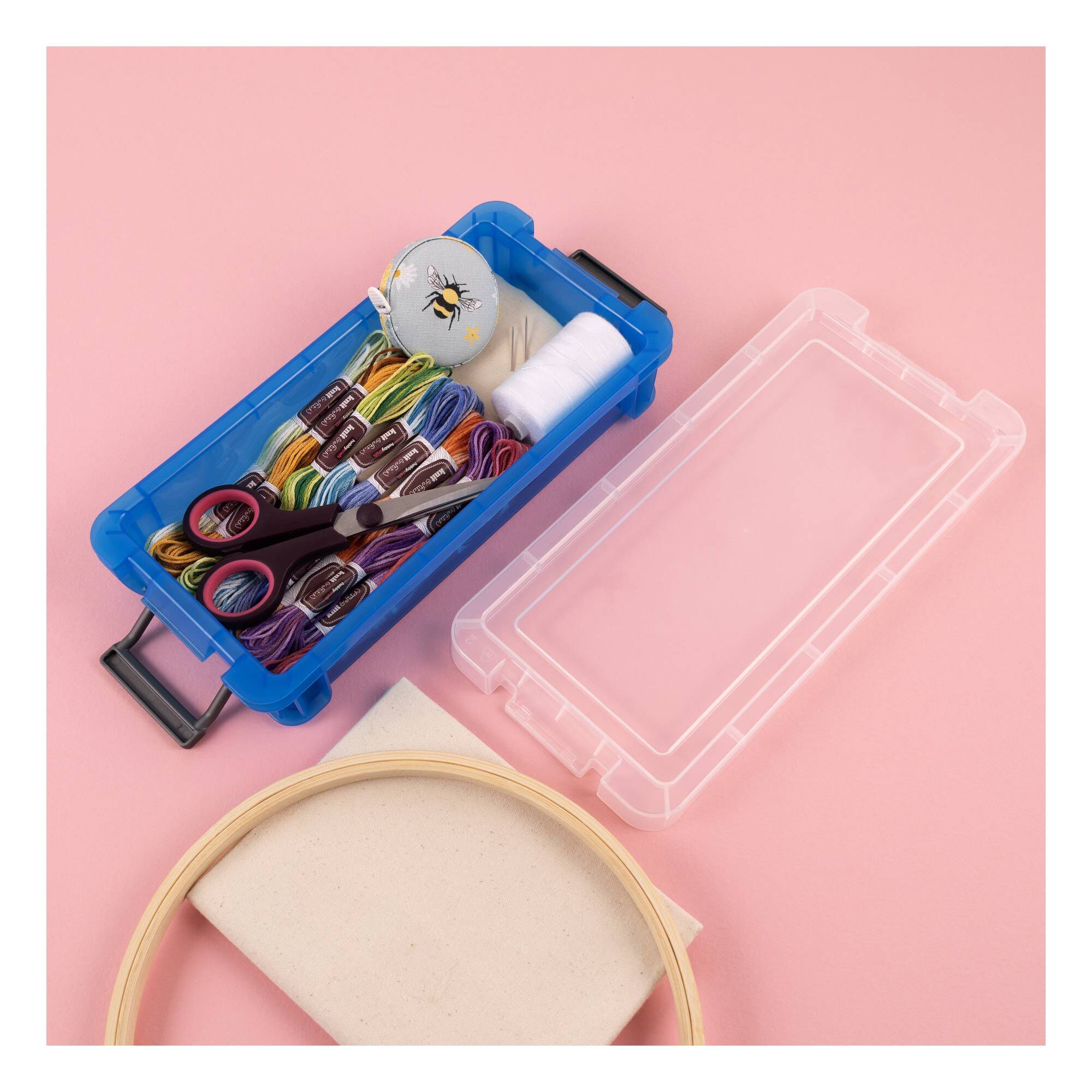 Whitefurze Allstore 0.75 Litre Transparent Blue Storage Box | Hobbycraft