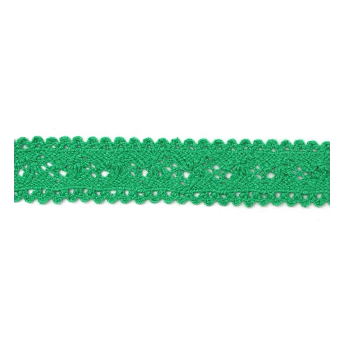 Green Cotton Lace Ribbon 18mm x 5m | Hobbycraft