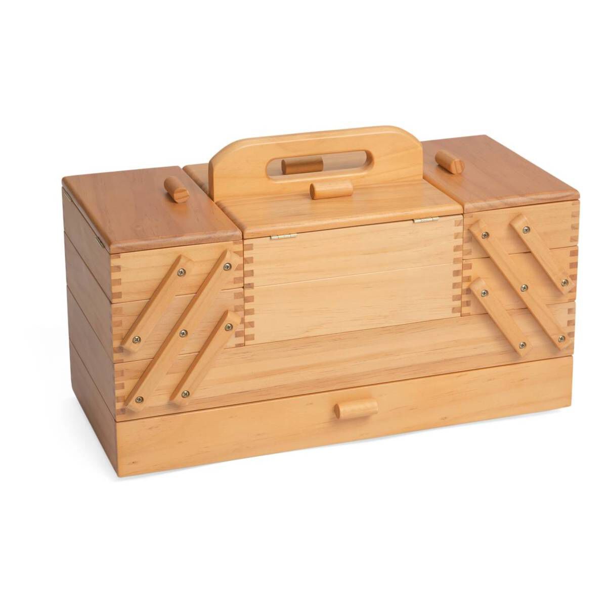 Wooden Cantilever 4 Tier Sewing Box 23cm x 45cm x 32cm | Hobbycraft