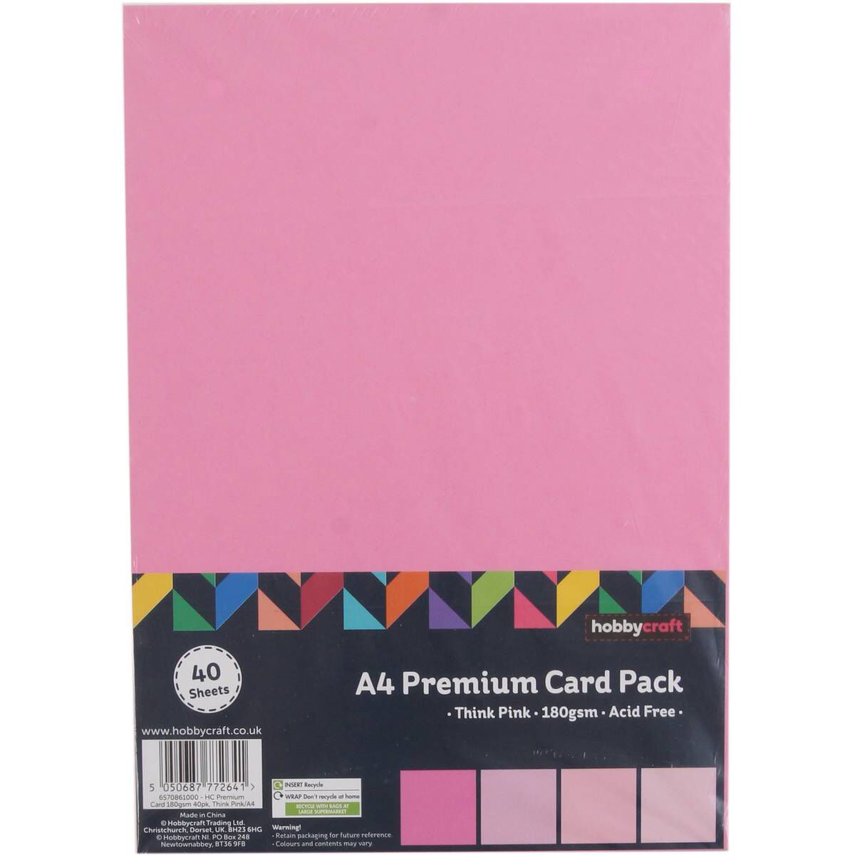 Think Pink Premium Card A4 40 Pack | Hobbycraft