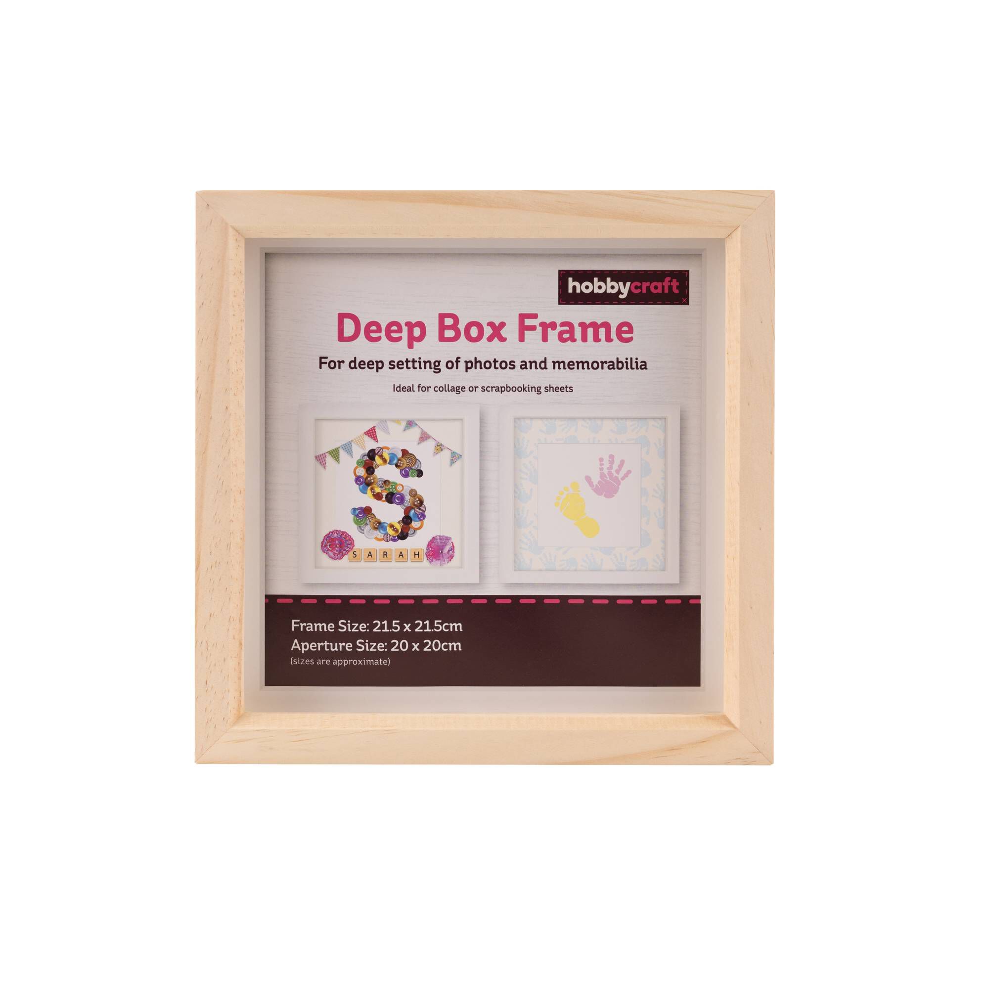 Natural Pine Deep Box Frame 20cm x 20cm | Hobbycraft