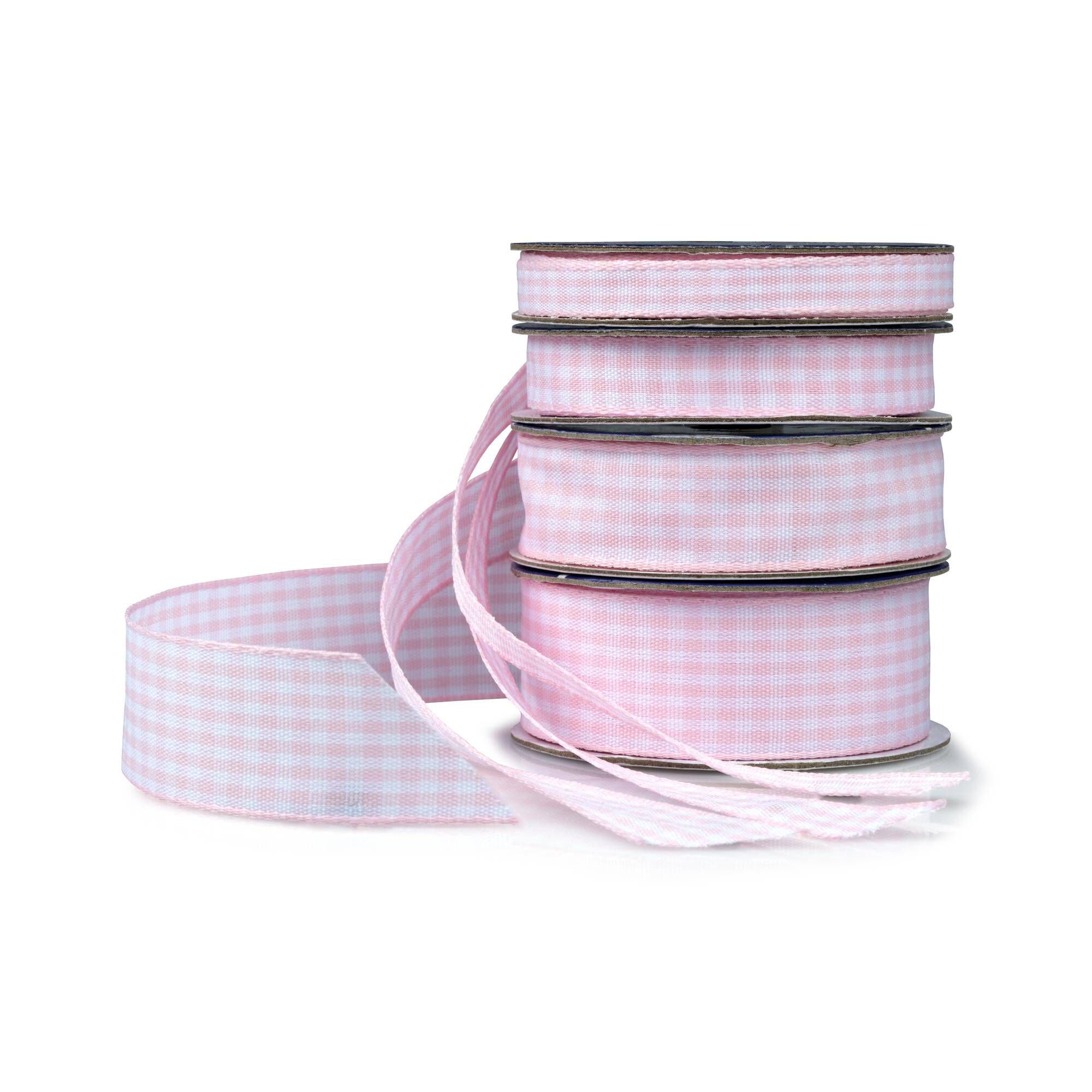 Light Pink Gingham Ribbon 15mm x 4m | Hobbycraft