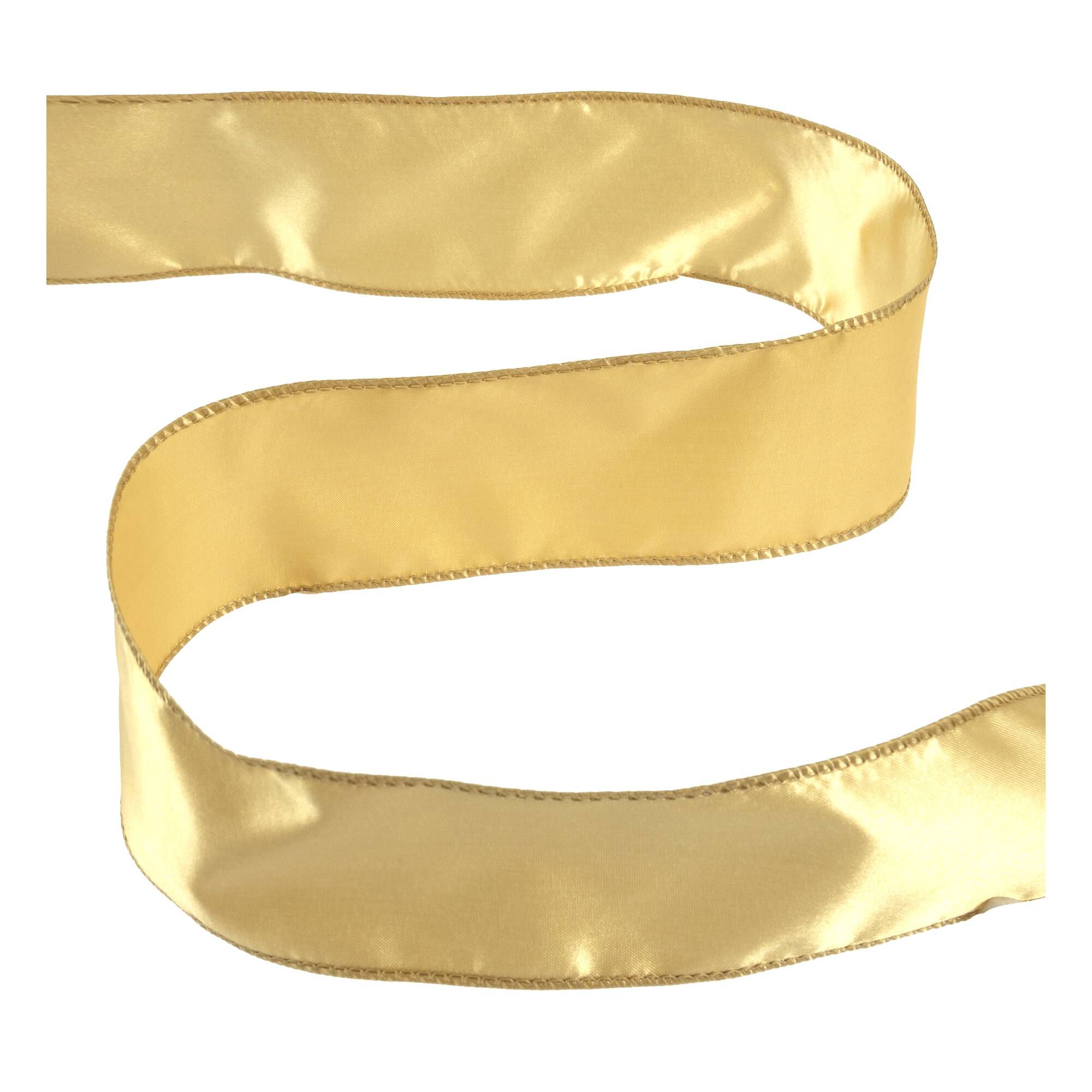 Bright Gold Wire Edge Satin Ribbon 63mm x 3m | Hobbycraft
