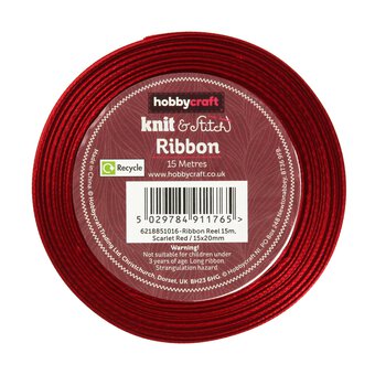 Scarlet Red Satin Ribbon 20mm x 15m | Hobbycraft