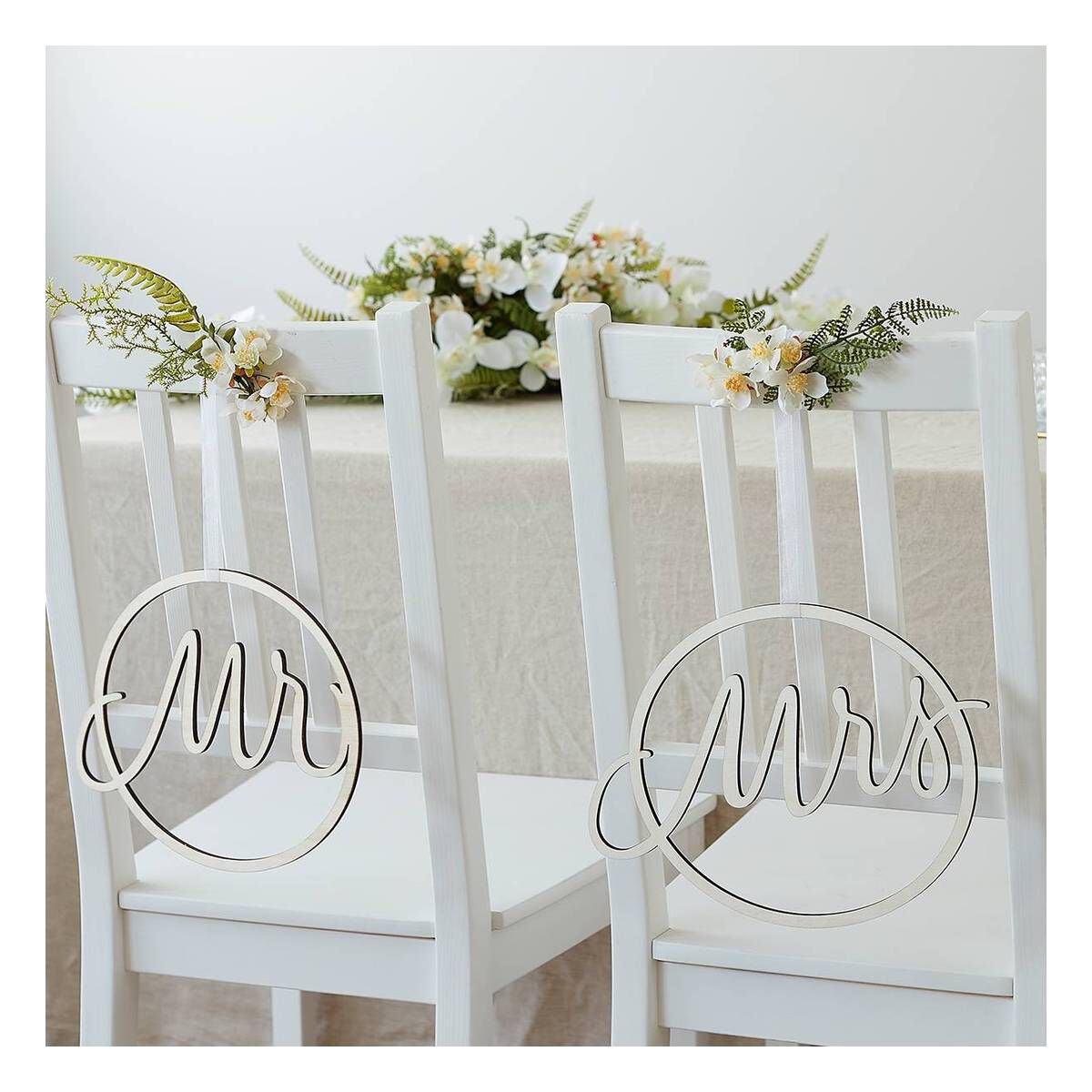 Wooden Mr and Mrs Chair Signs | Hobbycraft