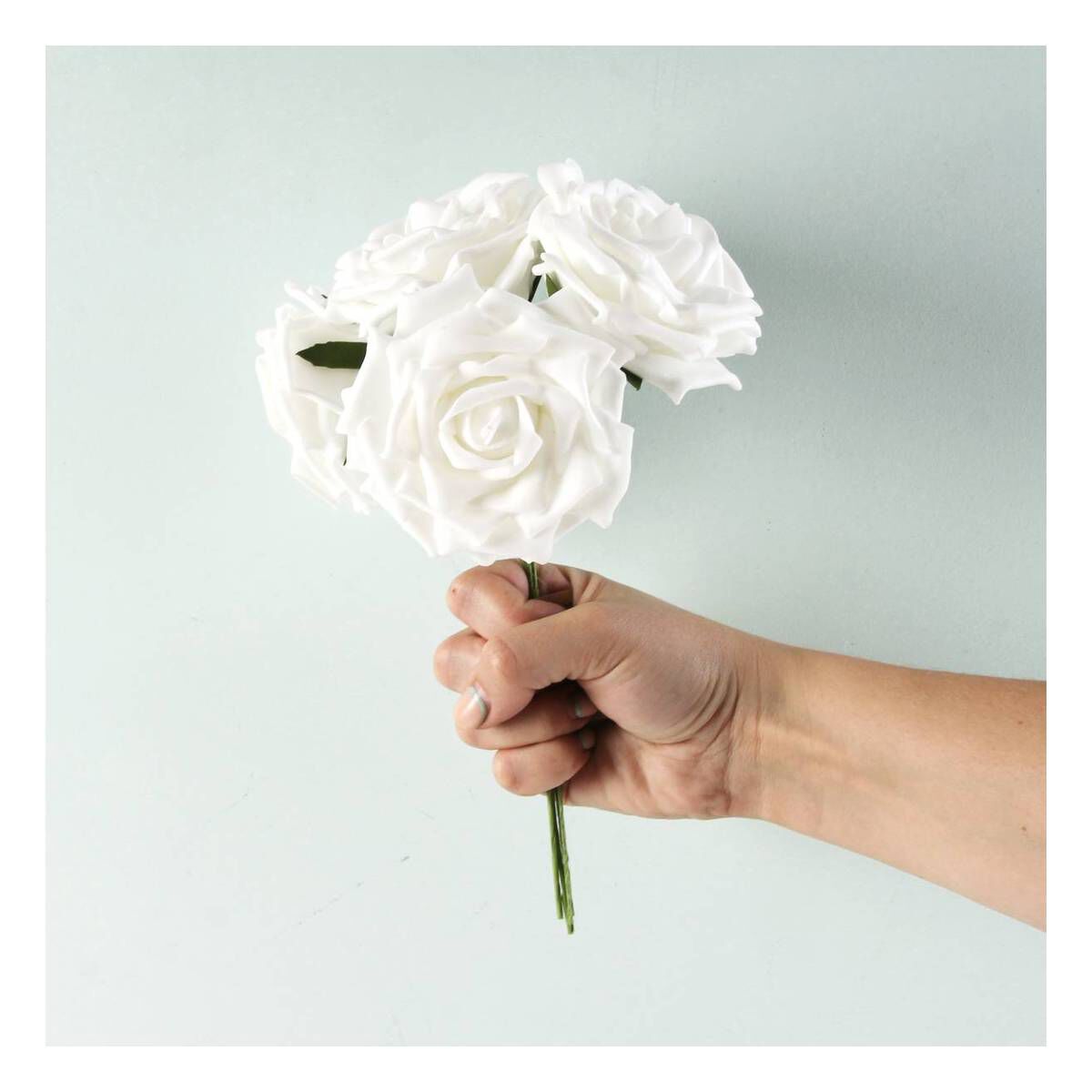 White Open Rose Bouquet 6 Pieces | Hobbycraft