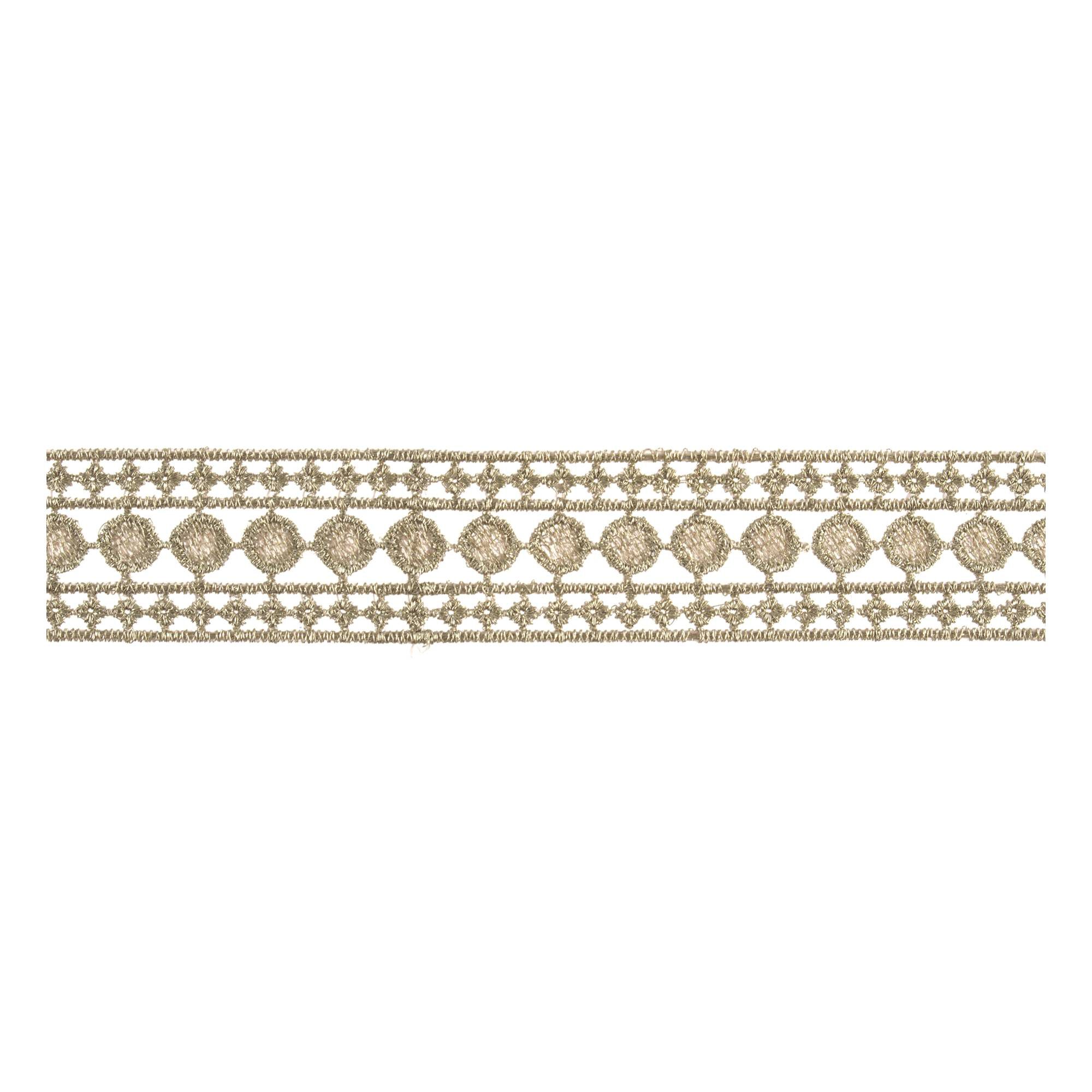 Gold 30mm Metallic Circle Border Lace Trim by the Metre | Hobbycraft