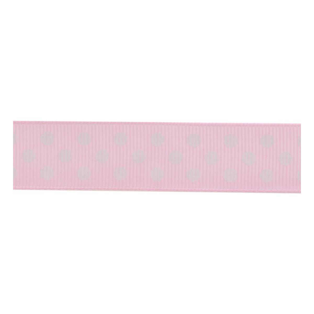 Baby Pink Spots Grosgrain Ribbon 19mm x 4m | Hobbycraft