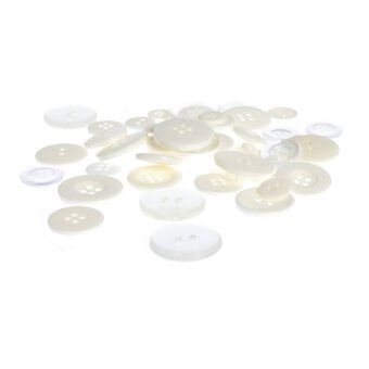 White Buttons Pack 50g | Hobbycraft