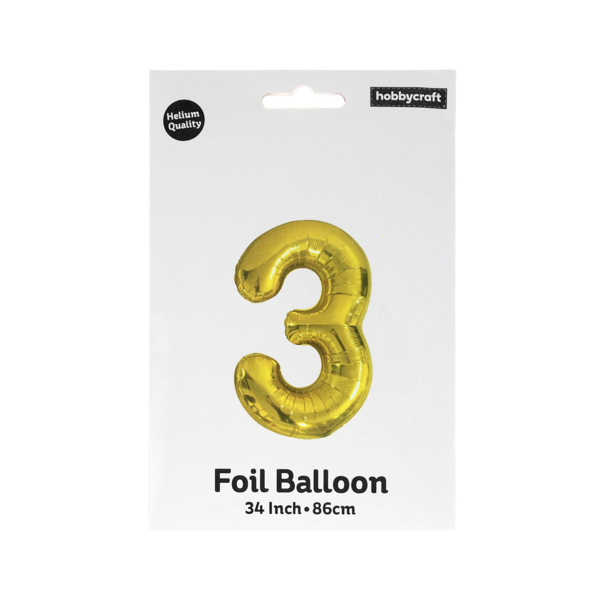 Extra Large Gold Foil Number 3 Balloon | Hobbycraft