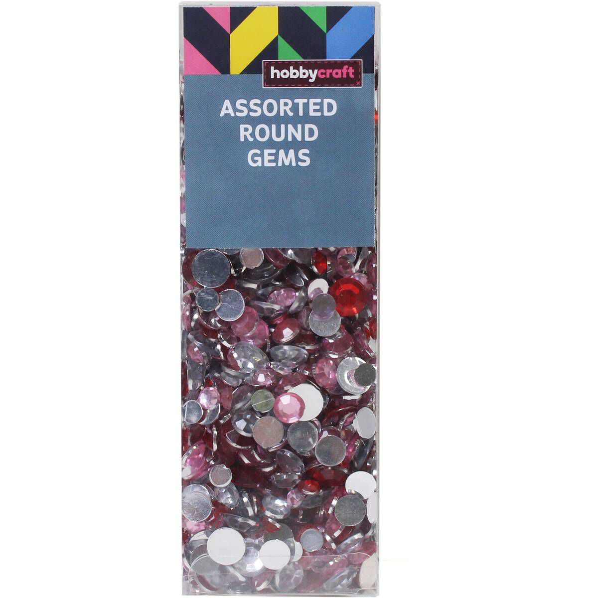 Red, Pink and Silver Assorted Round Gems 90g | Hobbycraft