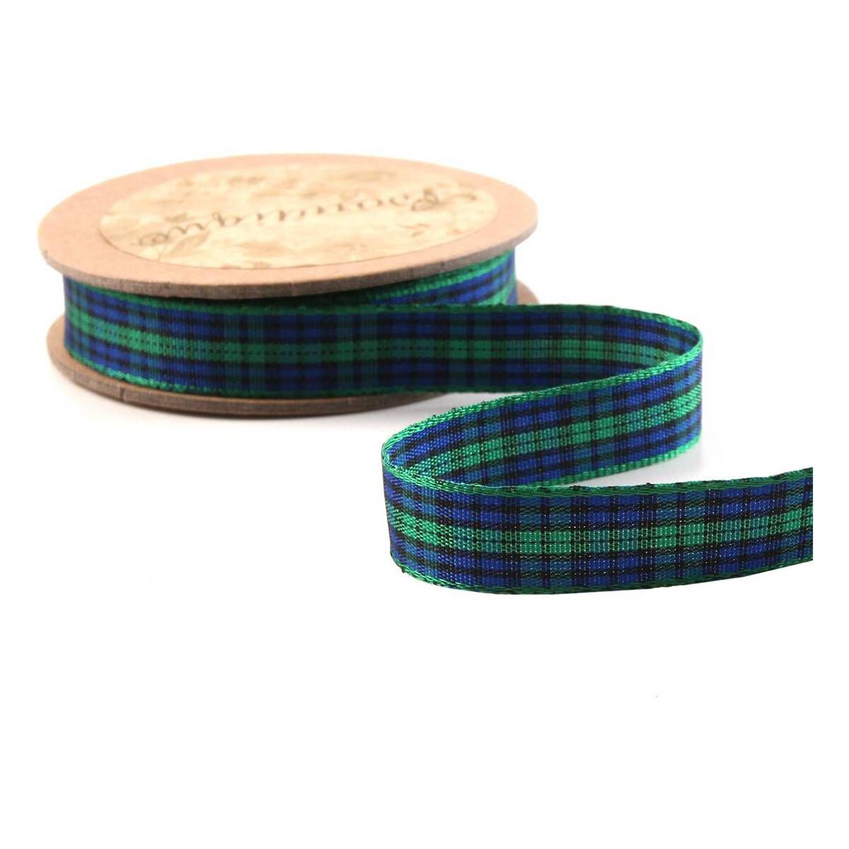 Blue Tartan Ribbon 12mm x 5m | Hobbycraft