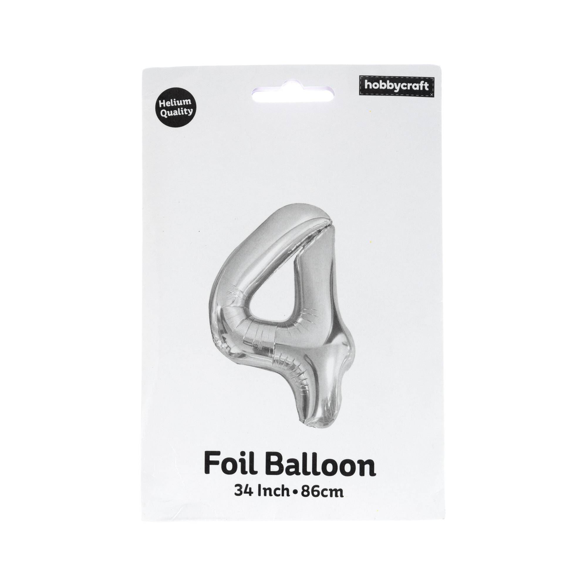 Extra Large Silver Foil Number 4 Balloon | Hobbycraft