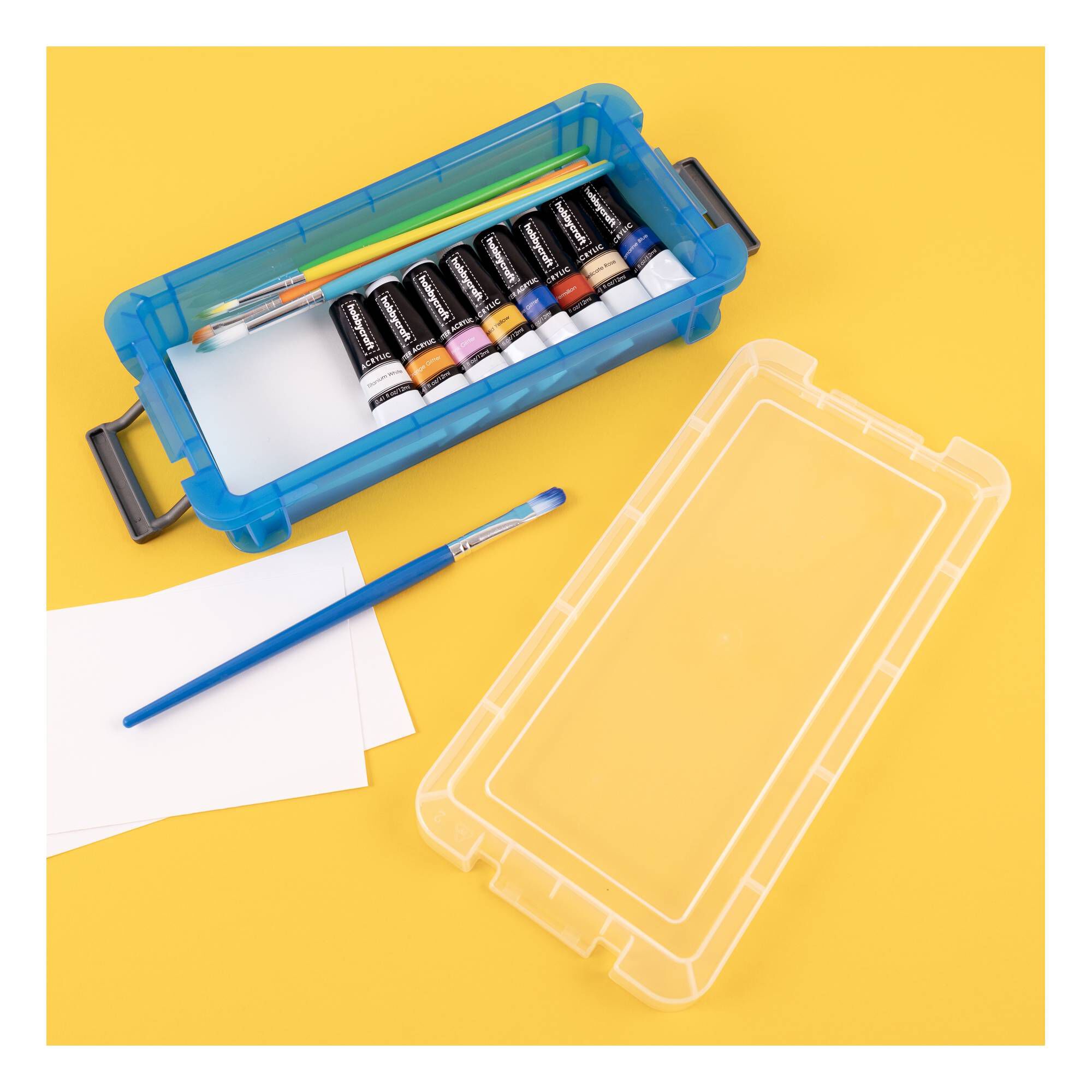 Whitefurze Allstore 0.75 Litre Transparent Blue Storage Box | Hobbycraft