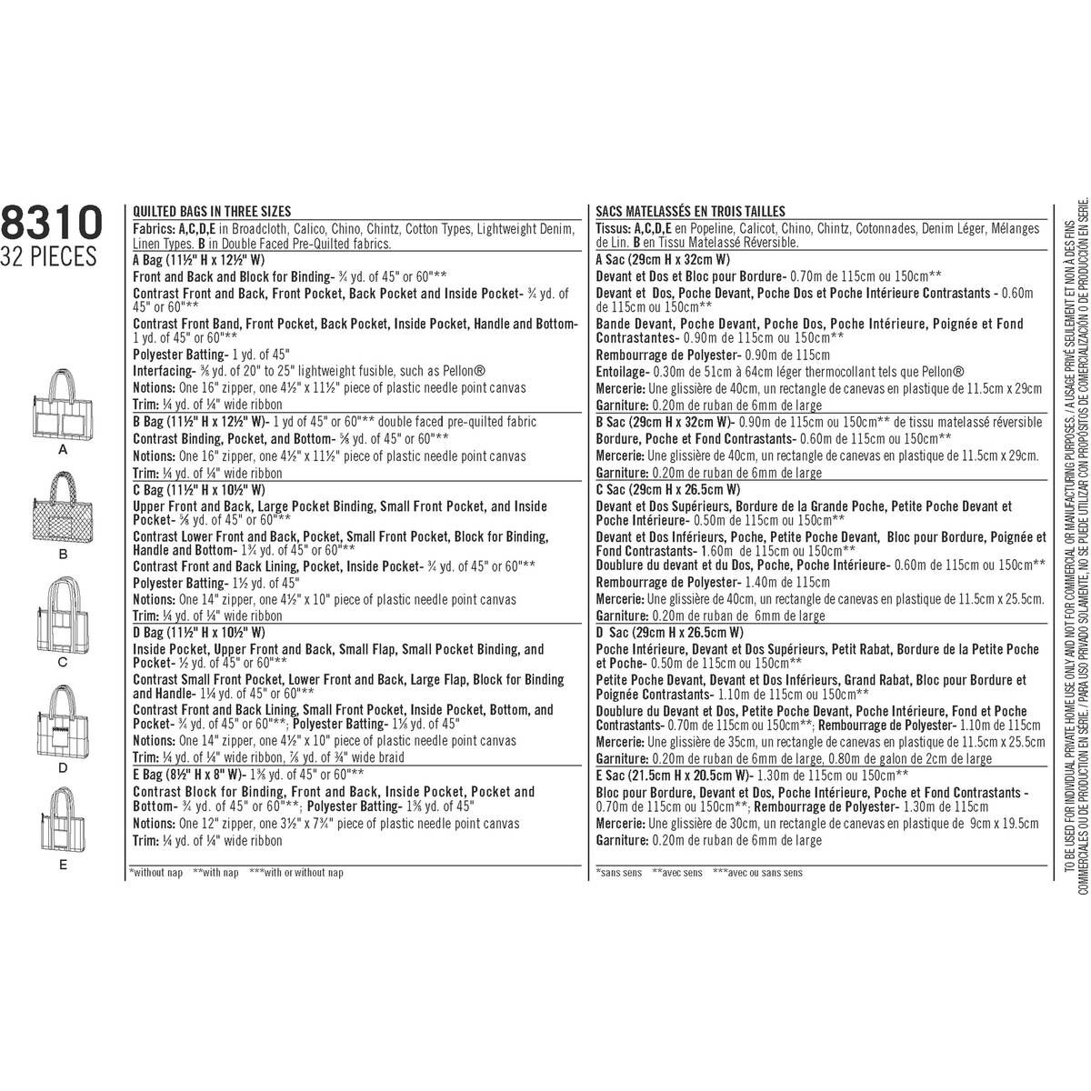 Simplicity Tote Bags Sewing Pattern 8310 | Hobbycraft