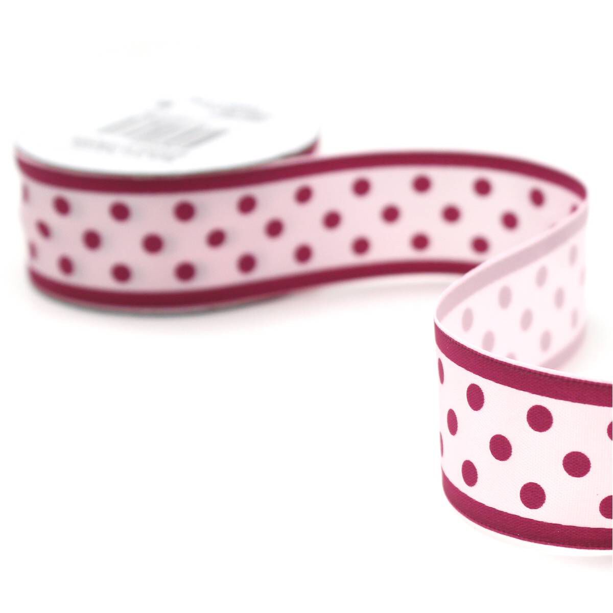 Red Polka Dot Satin Ribbon 25mm x 2.5m | Hobbycraft