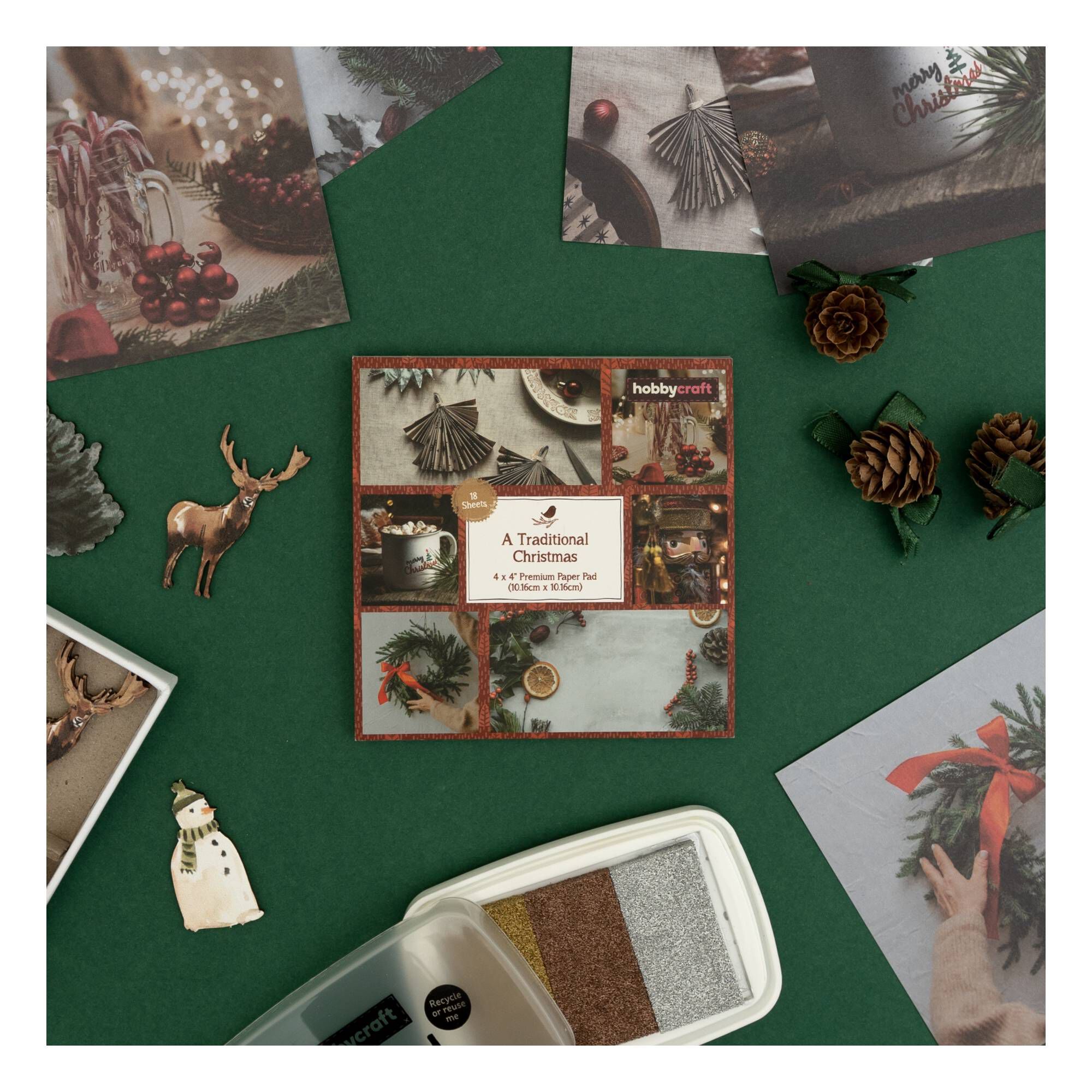 Traditional Christmas Paper Pad 4 x 4 Inches 18 Sheets | Hobbycraft