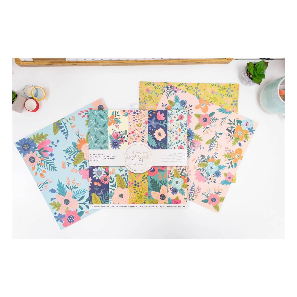 Violet Studio Floral 12 x 12 Inches Paper Pad 30 Sheets | Hobbycraft