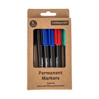 Assorted Permanent Markers 6 Pack | Hobbycraft