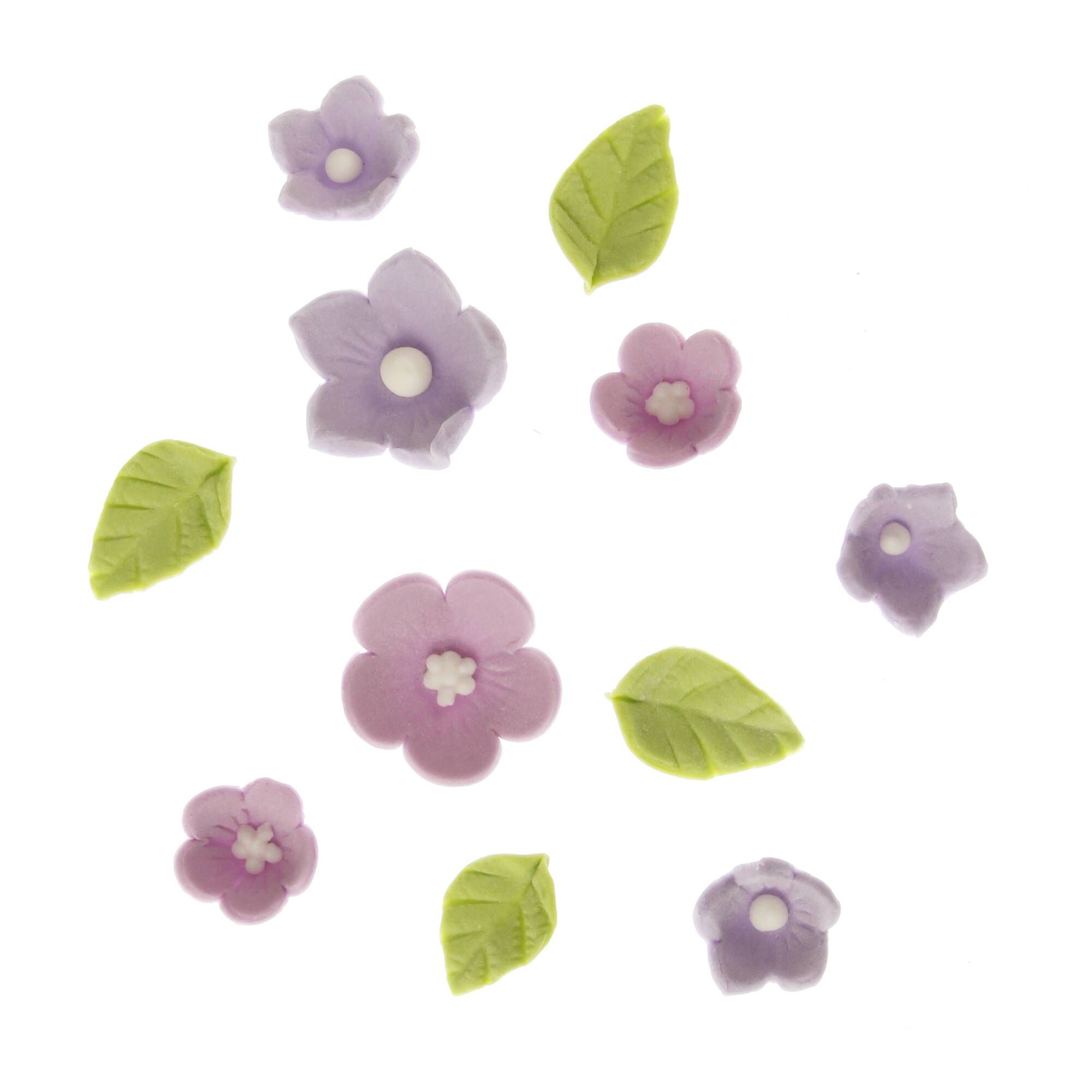 Culpitt Lilac Flower and Leaf Piped Sugar Toppers 16 Pack | Hobbycraft