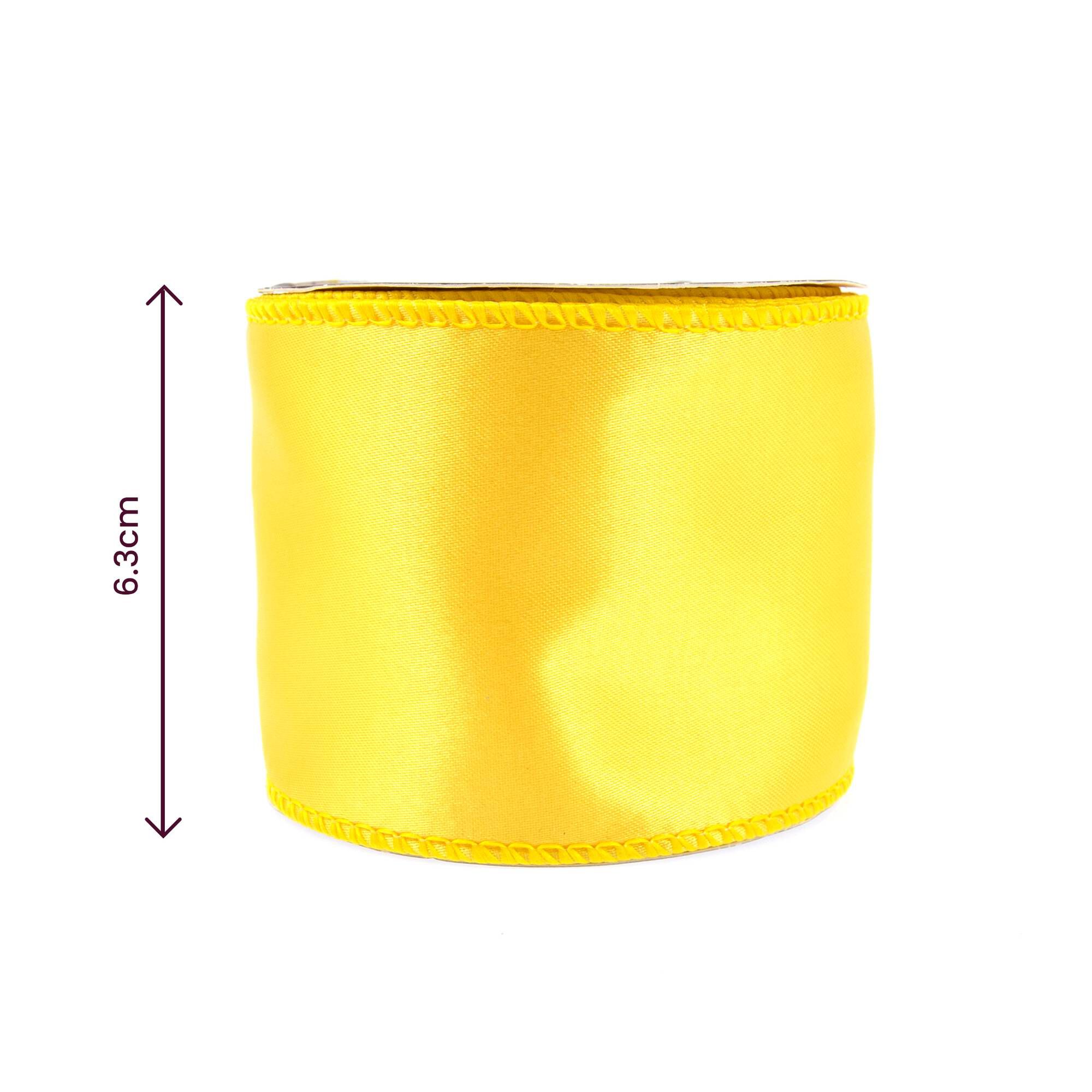 Yellow Wire Edge Satin Ribbon 63mm x 3m | Hobbycraft