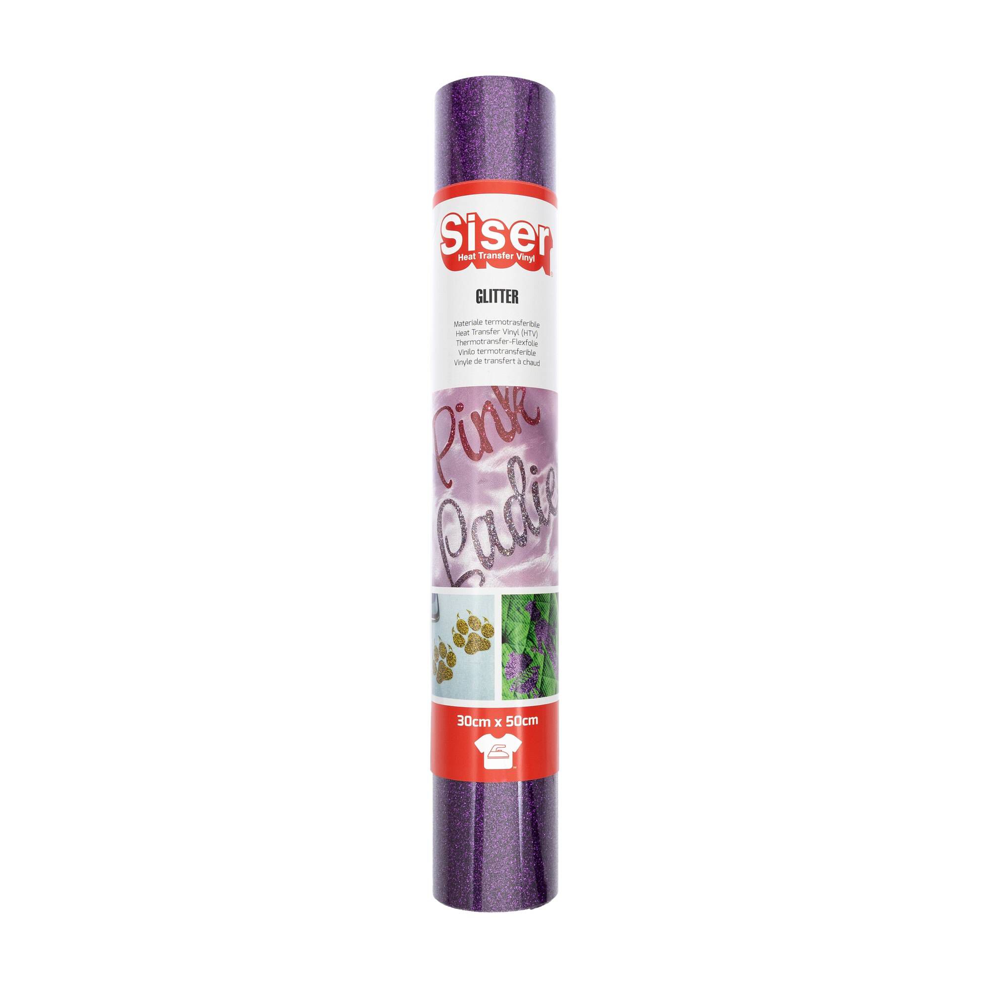 Siser Purple Glitter Heat Transfer Vinyl 30cm x 50cm | Hobbycraft