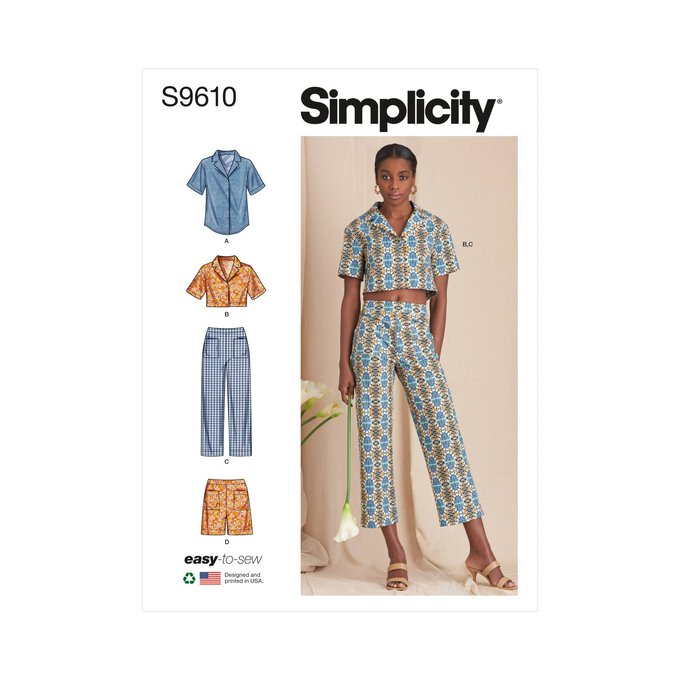 Simplicity Women’s Top and Shorts Sewing Pattern S9610 (16-24) | Hobbycraft