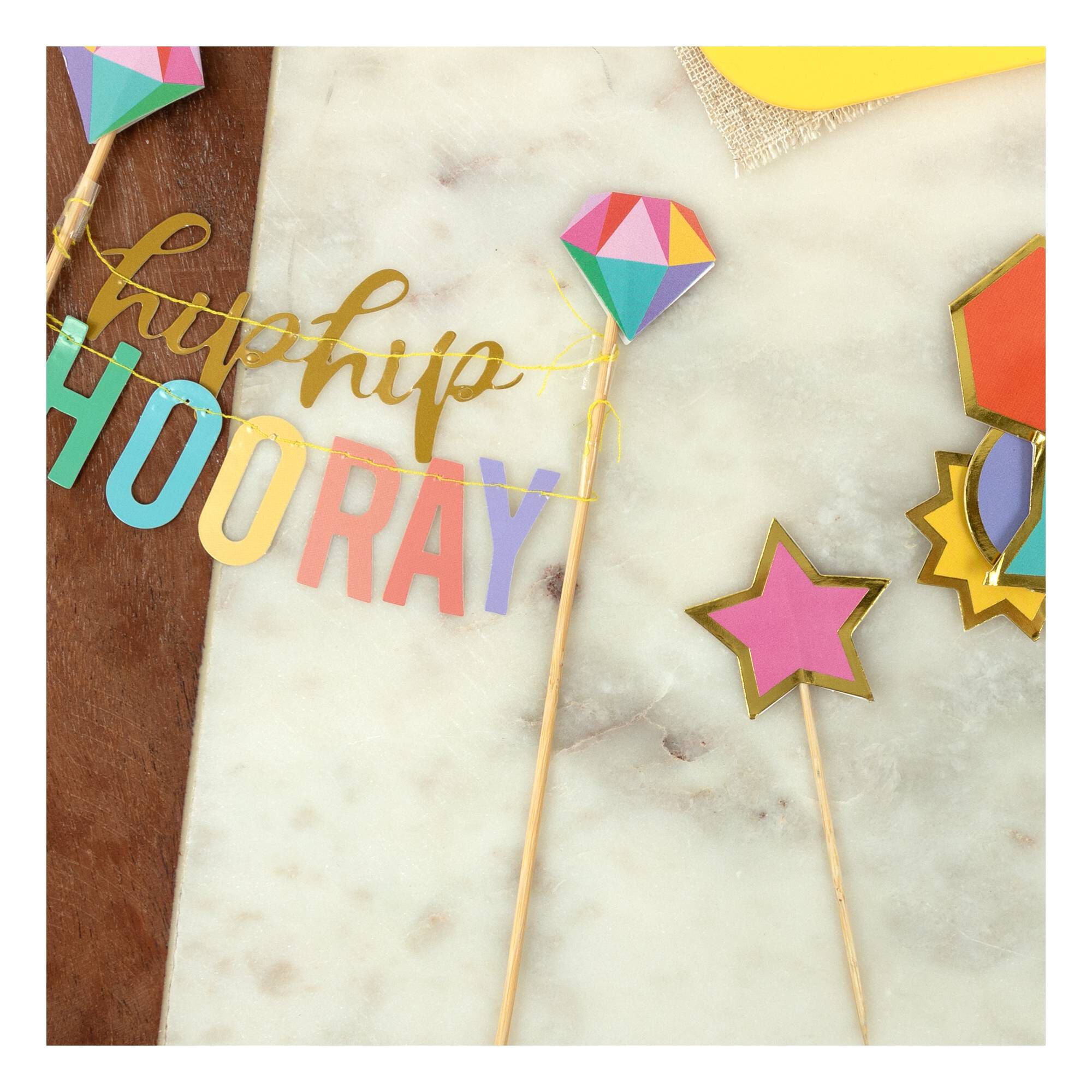 Whisk Hip Hip Hooray Cake Toppers 6 Pieces | Hobbycraft