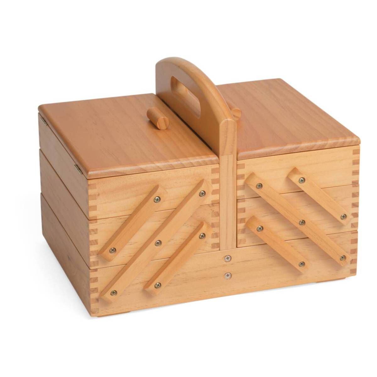 Wooden Cantilever 3 Tier Sewing Box 23cm x 31cm x 24cm | Hobbycraft