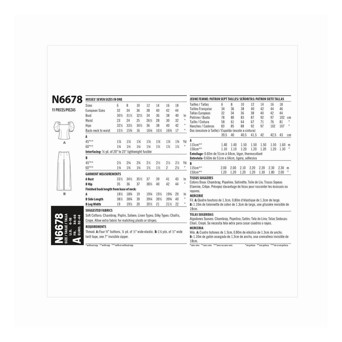 New Look Women's Top and Trousers Sewing Pattern N6678 | Hobbycraft