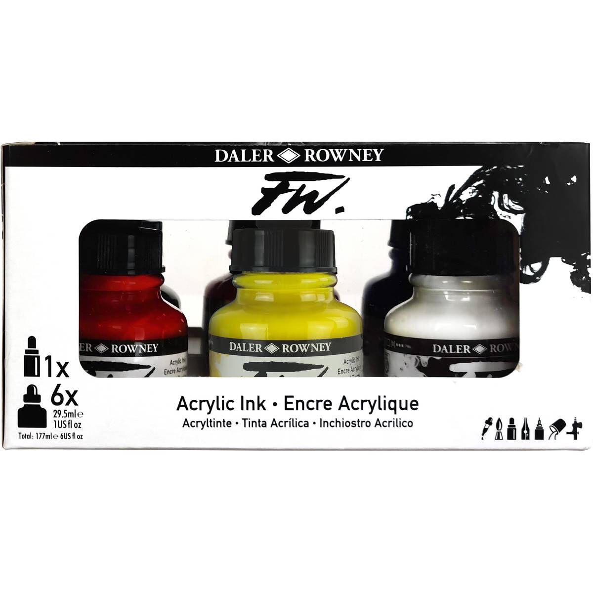 Daler-Rowney FW Primary Acrylic Ink 29.5ml 6 Pack | Hobbycraft