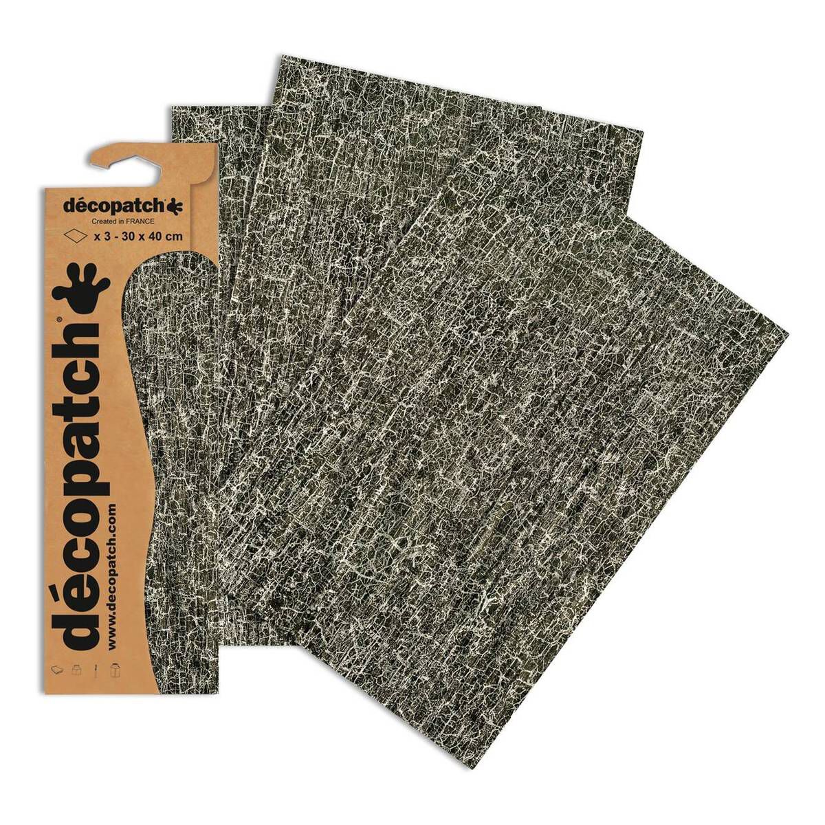 Decopatch Black Crackle Paper 3 Sheets | Hobbycraft