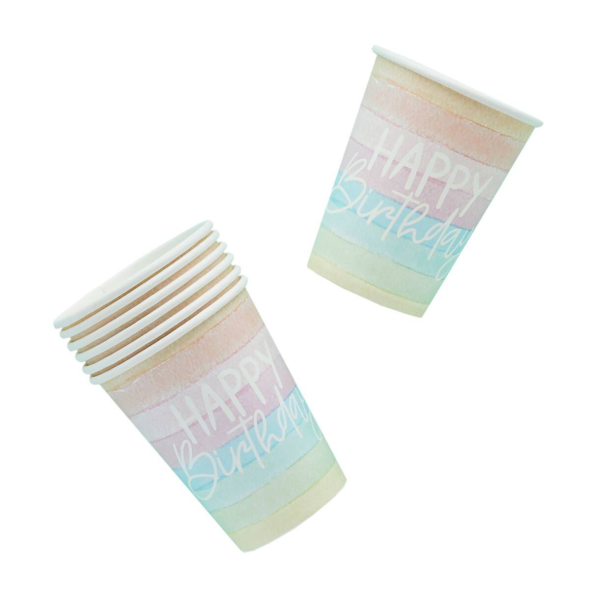 Eco Birthday Rainbow Paper Cups 8 Pack | Hobbycraft