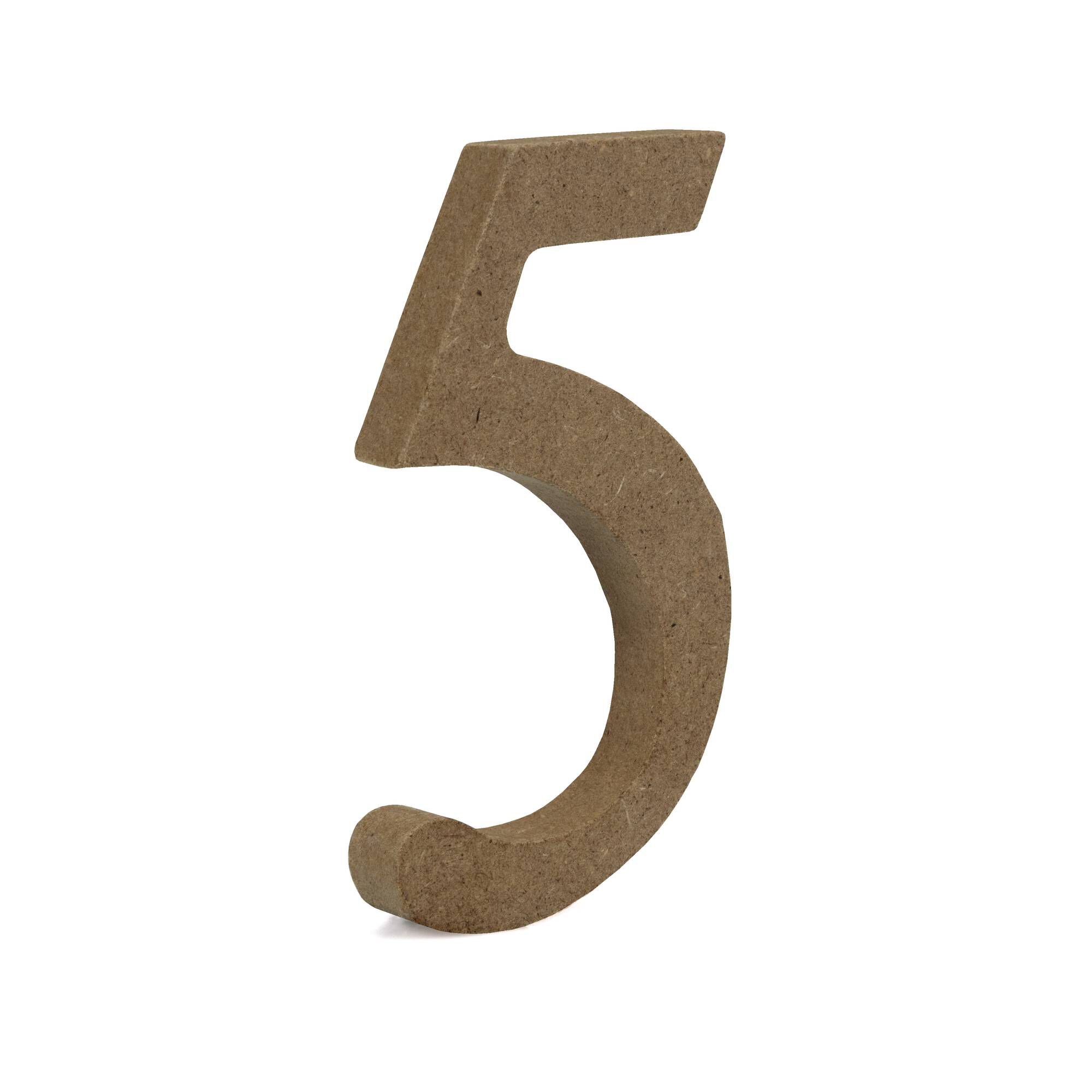 Mini MDF Wooden Number 5 8cm | Hobbycraft