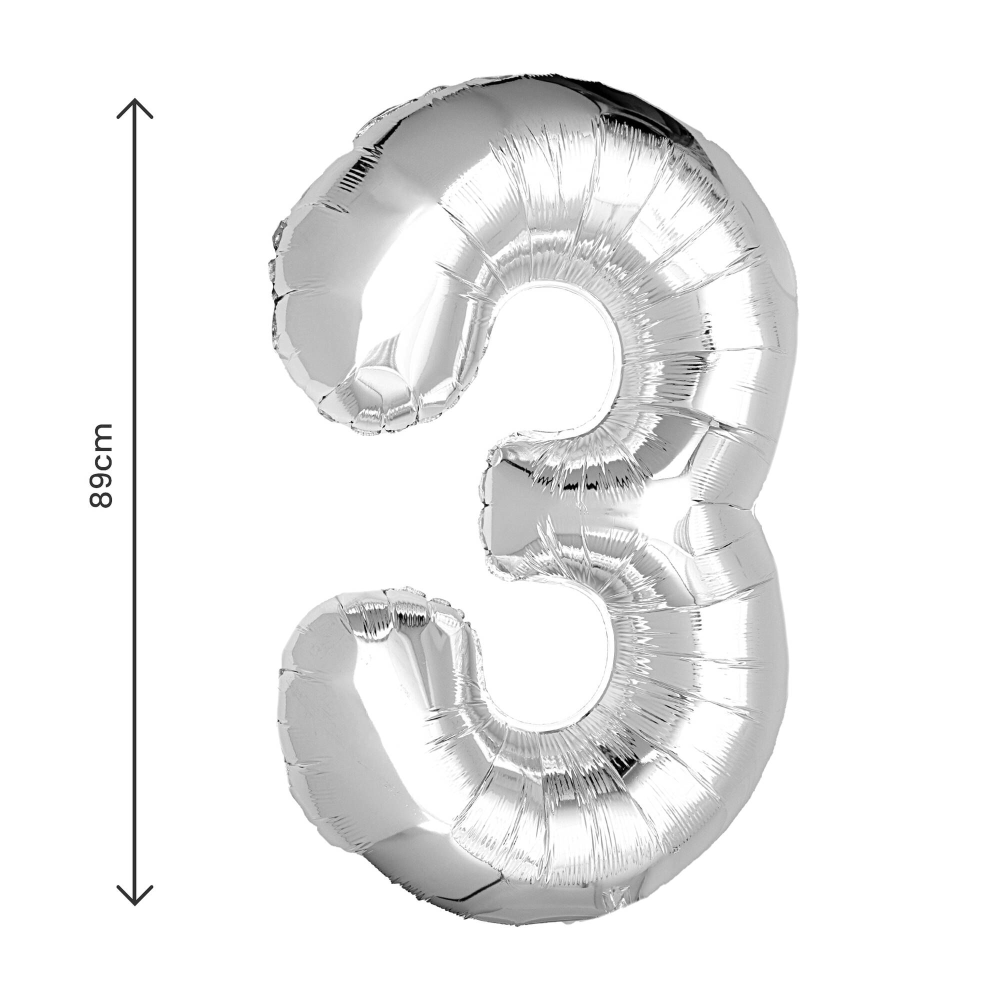 Extra Large Silver Foil Number 3 Balloon | Hobbycraft