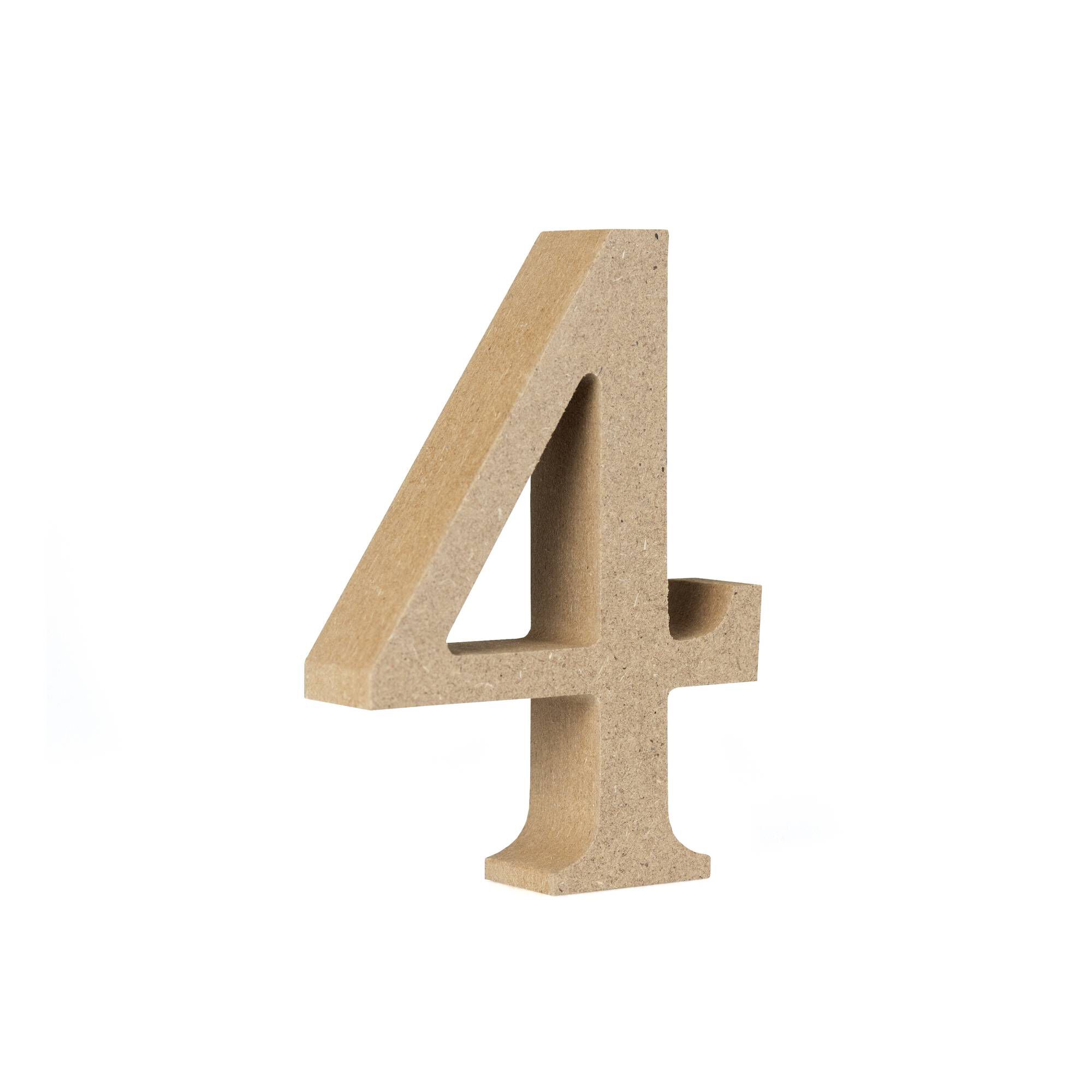 MDF Wooden Number 4 8cm | Hobbycraft