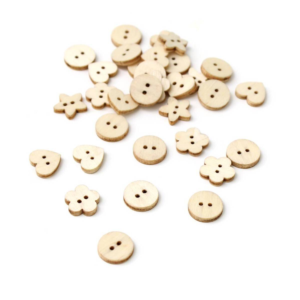 Assorted Natural Wooden Buttons 50 Pack | Hobbycraft