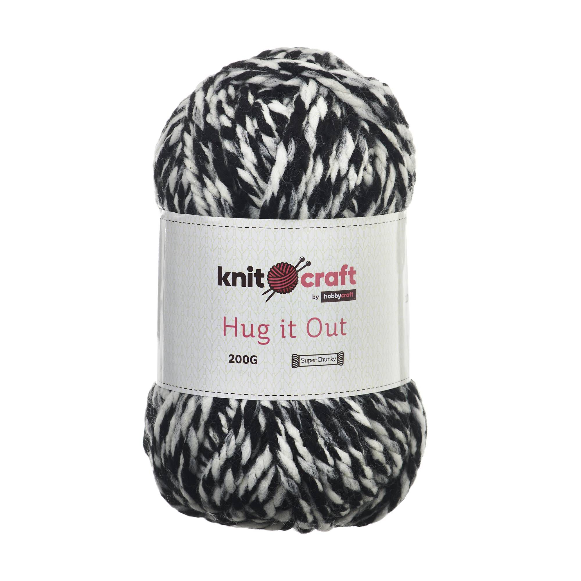 Knitcraft Charcoal Cream Hug It Out Yarn 200g | Hobbycraft